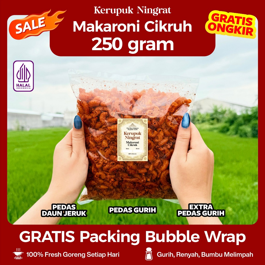 Jual Makaroni Cikruh 250gr Pedas Gurih & Pedas Daun Jeruk Halal Food ...