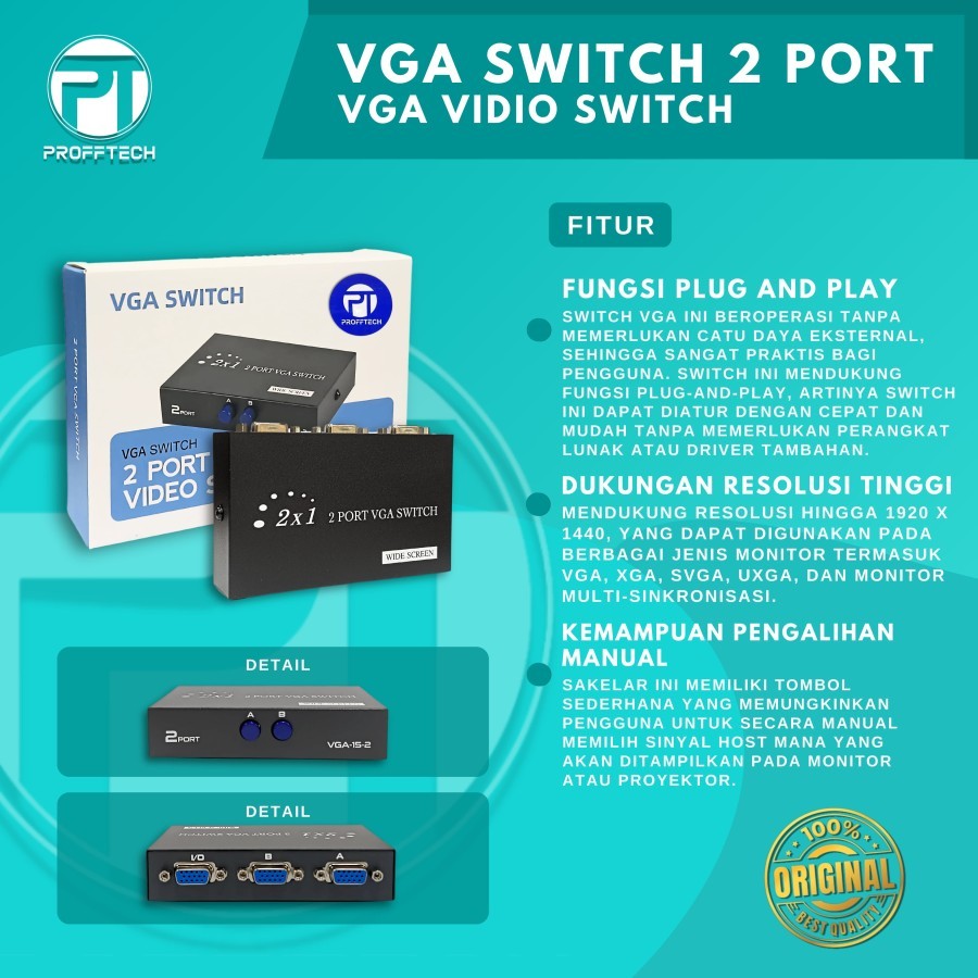 Jual VGA Switch 2port / VGA Switcher 2 port (2 INPUT 1 OUTPUT) | Shopee Indonesia