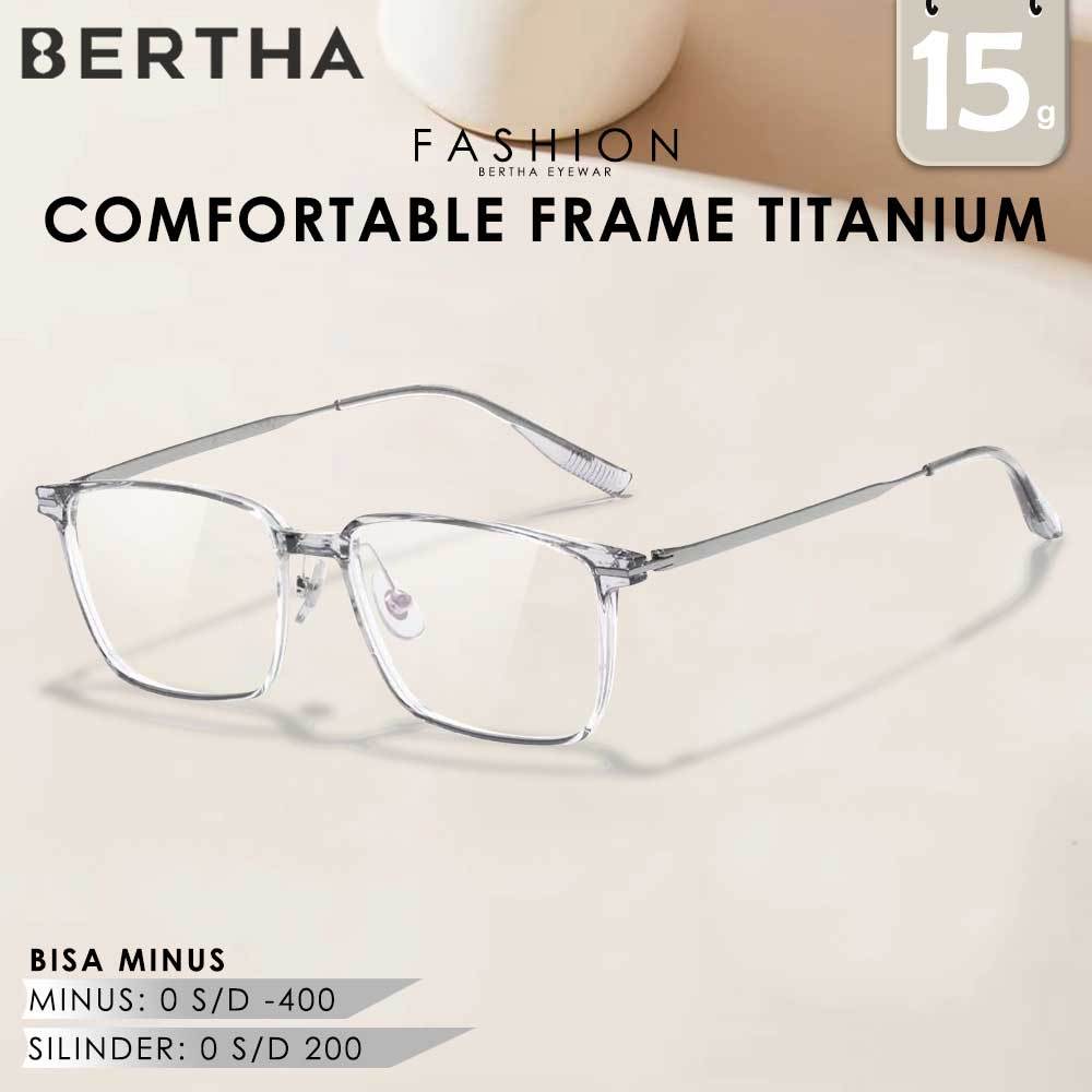 Jual Bertha Frame Kacamata Style Kotak Bahan Titanium Simple Business ...