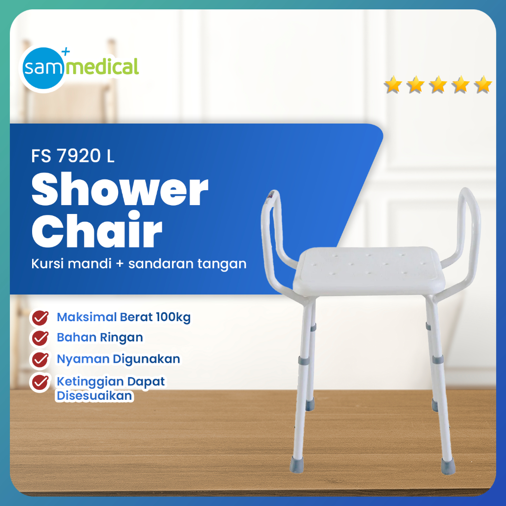 Jual GEA Shower Chair - FS 7920 L / Bangku Mandi + Sandaran Tangan ...