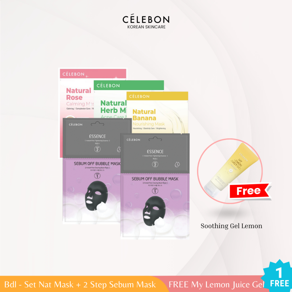 Jual Celebon - Bundle Natural Mask + 2 Pcs Two Step Sebum Mask | Shopee ...