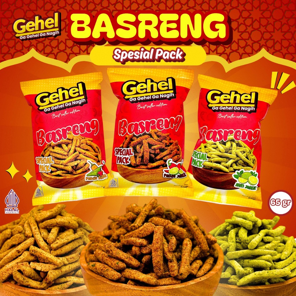 Jual Gehel Spesial Pack BASRENG 65gr - Cemilan Makaroni varian rasa ...