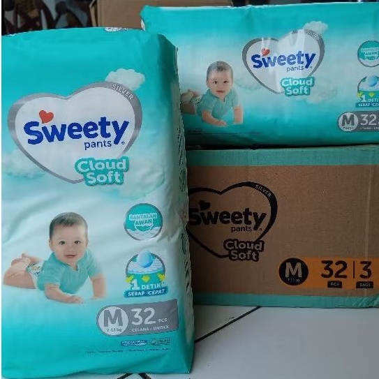 Jual SWEETY SILVER PANTS M32 promo murah popok bayi | Shopee Indonesia