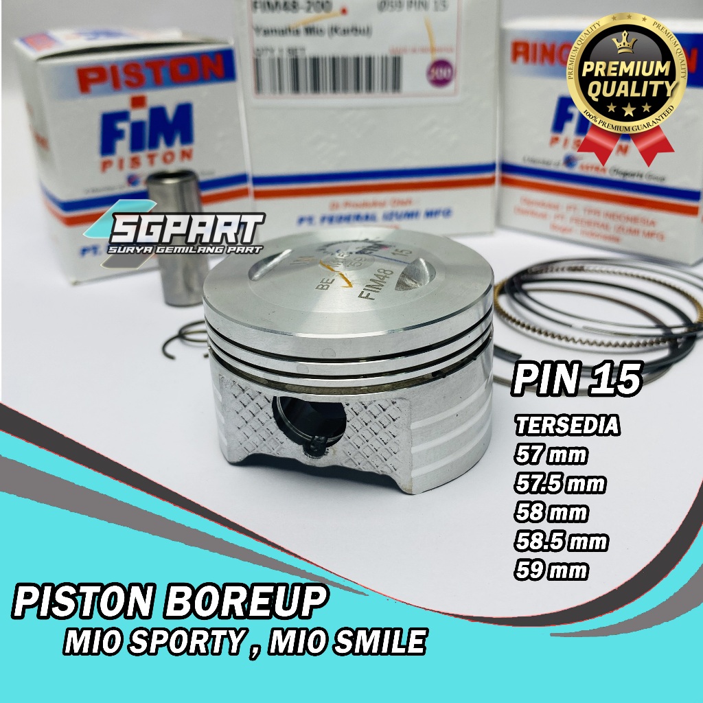 Jual Seher Piston Set FIM Mio XXB 57 57.5 58 58.5 59 pin pen 15 Mio ...