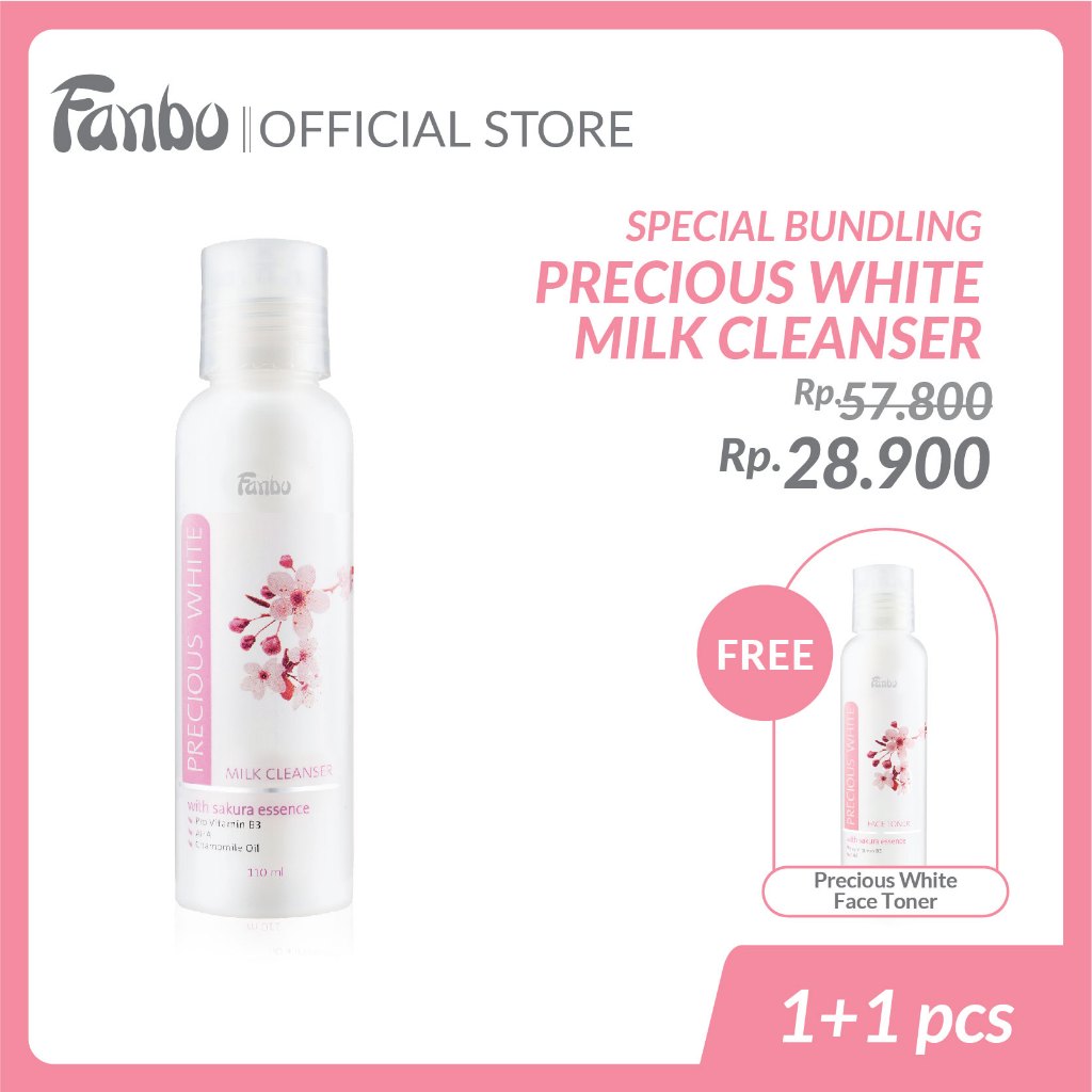 Jual Fanbo Precious White Milk Cleanser 110 ml | Free Face Toner ...