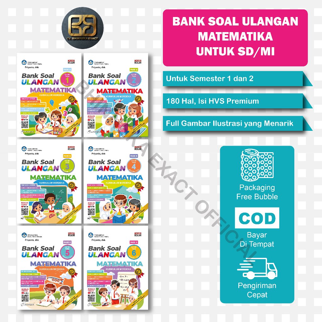 Jual Bank Soal Ulangan MATEMATIKA untuk SD/MI Kurikulum Merdeka Semester 1 & 2 Kelas 1, 2, 3, 4 ...