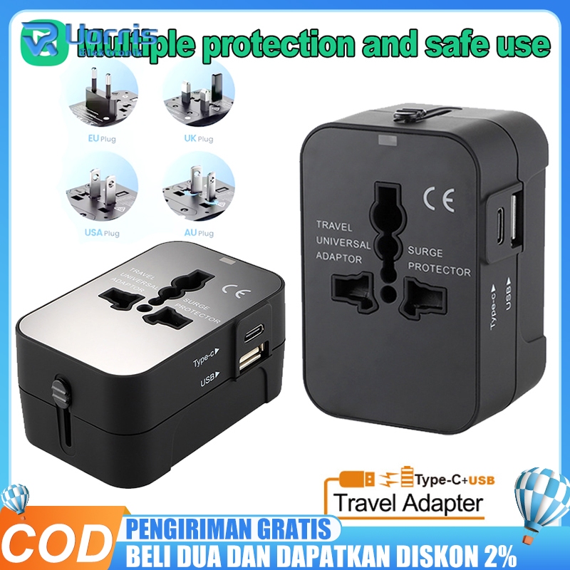 Jual Travel Adaptor Universal QC PD 20W VPS-T003A USB Type-C Multi ...