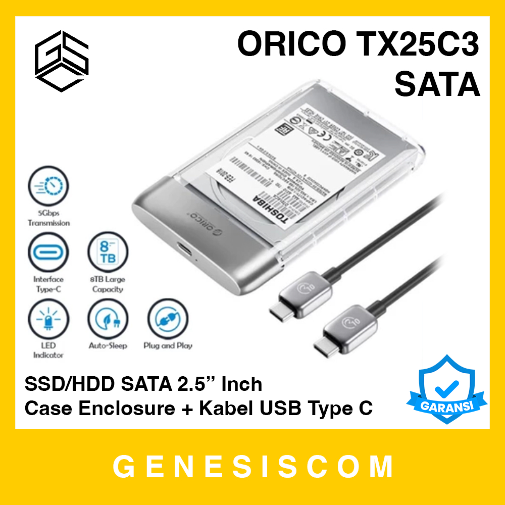 Jual ORICO TX25C3 SSD/HDD SATA 2.5" Inch Enclosure + USB Type C to C ...