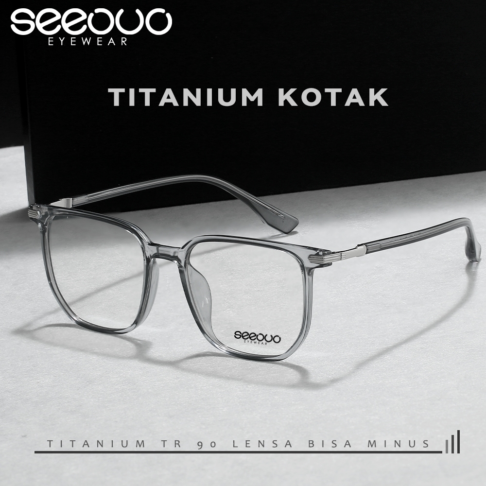 Jual Seeouo Kacamata Titanium Style Kotak TR Simple Fashion Premium Frame Pria Wanita Lensa Bisa ...