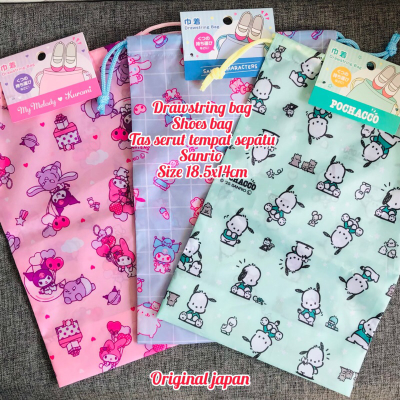 Jual drawstring bag shoes bag tas serut sanrio characters pochacco mymelody kuromi original ...