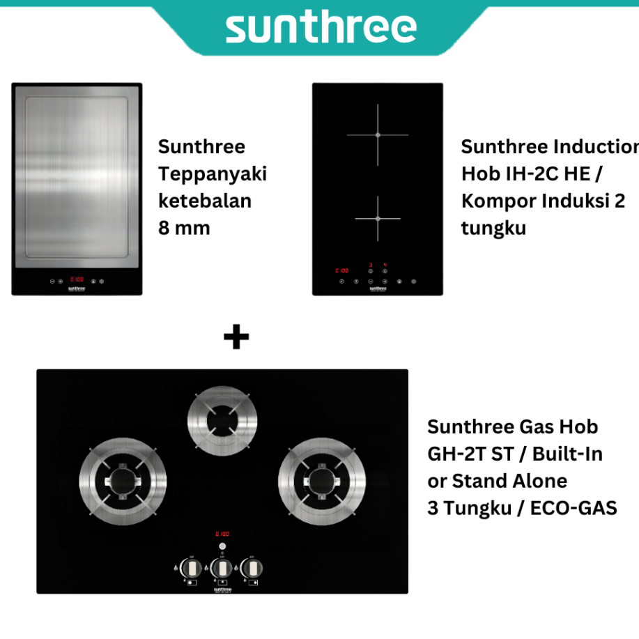 Jual SUNTHREE Bundle Teppanyaki + Induction Hob IH-2C HE + Gas Hob GH ...