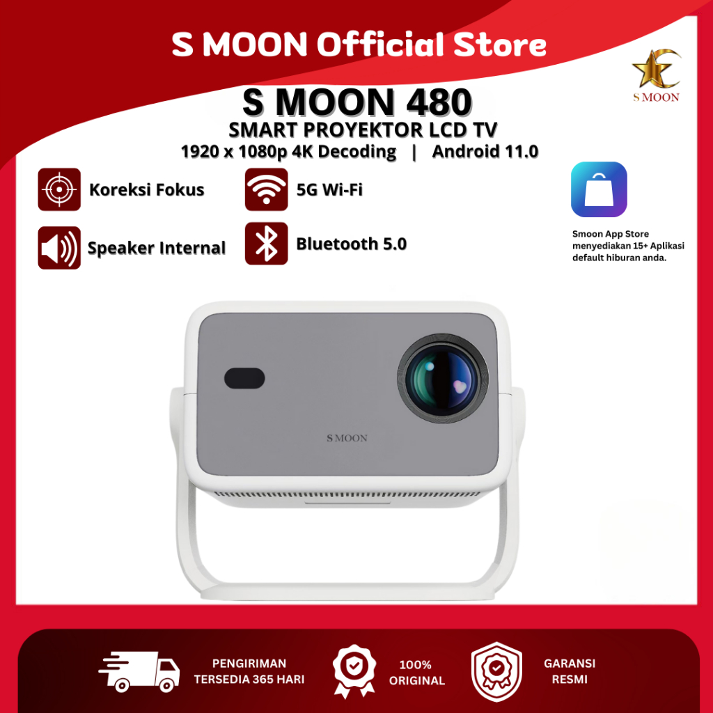 Jual SMOON480 SMART PROYEKTOR LCD TV - INCLUDE HDMI - GOOGLE STORE - ANDROID - NETFLIX - YOUTUBE ...