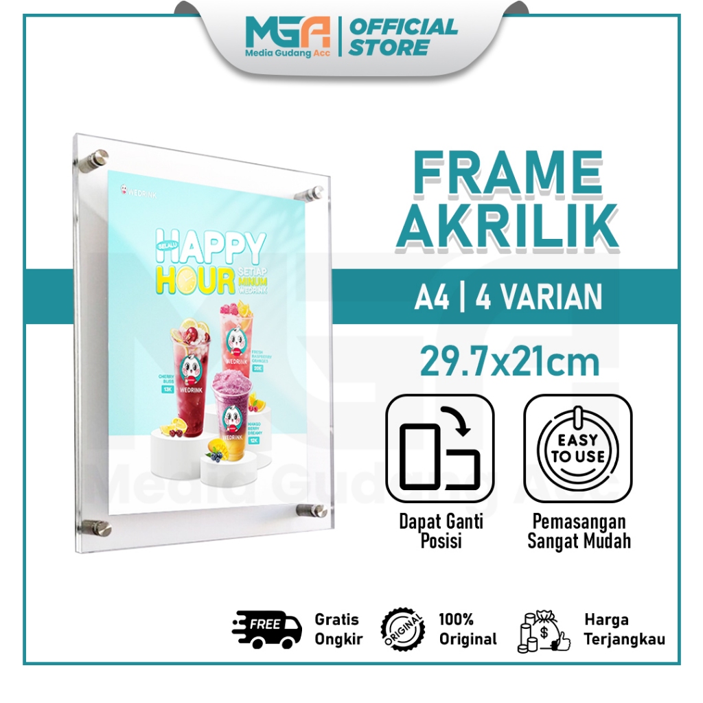 Jual FRAME AKRILIK DINDING A4 / FRAME POSTER / BANNER / FOTO / DISPLAY ...
