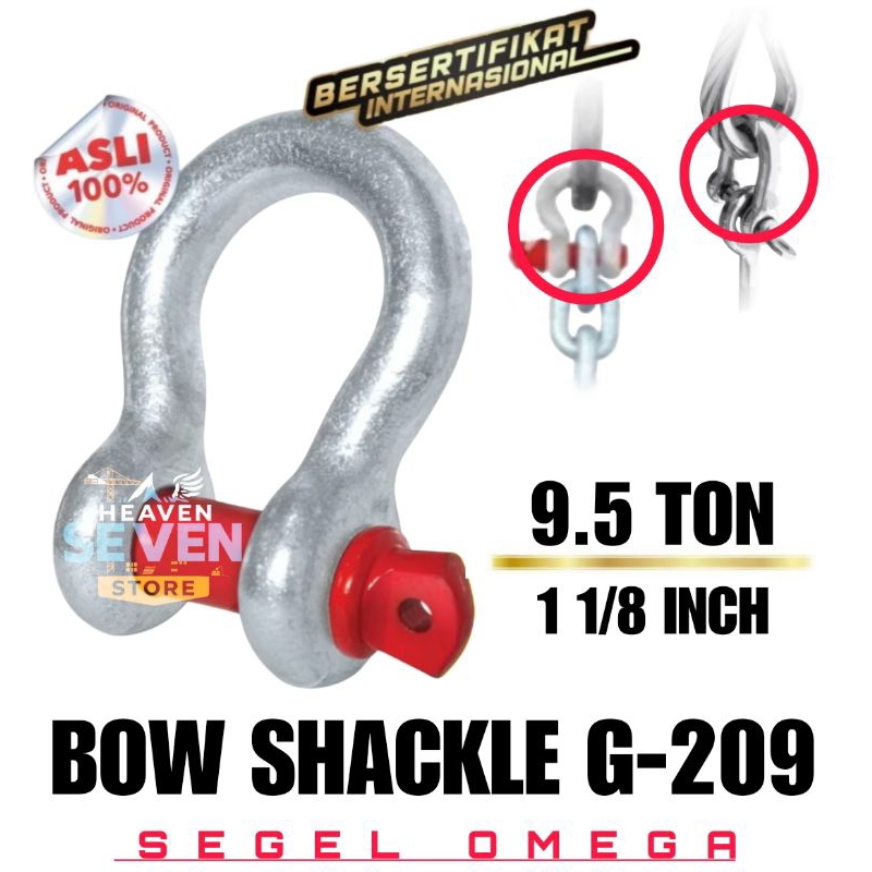 Jual BOW SHACKLE OMEGA G-209 SEGEL OMEGA 9.5 TON 1 1/8 INCH | Shopee ...
