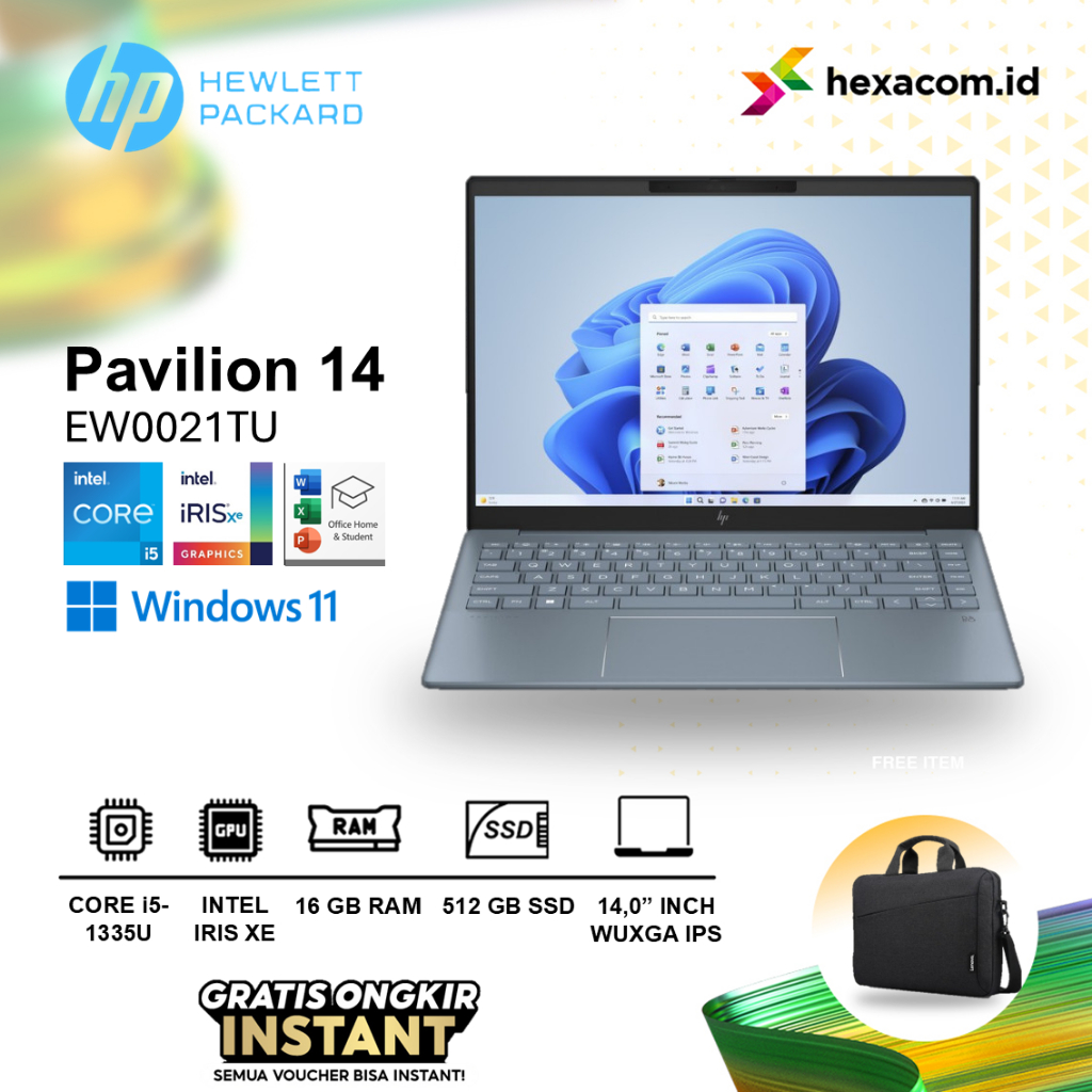 Jual Laptop HP Pavilion Plus 14 ew0021TU i5-1335U 16GB 512SSD 14.0" WUXGA IPS | Shopee Indonesia