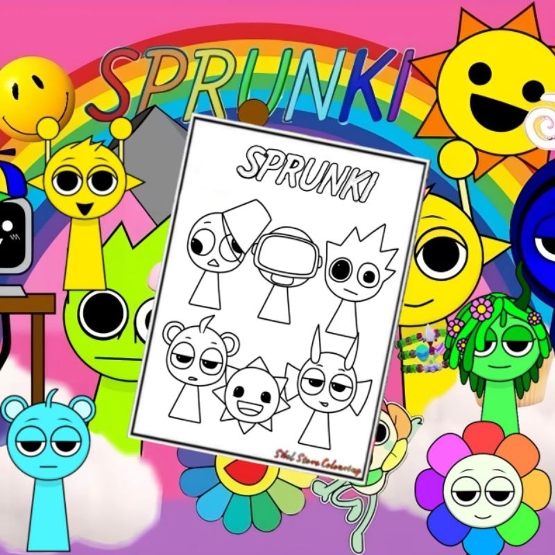 Jual Kertas Mewarnai Gambar Anak Tema Sprunki V2 (10 Lembar Gambar ...