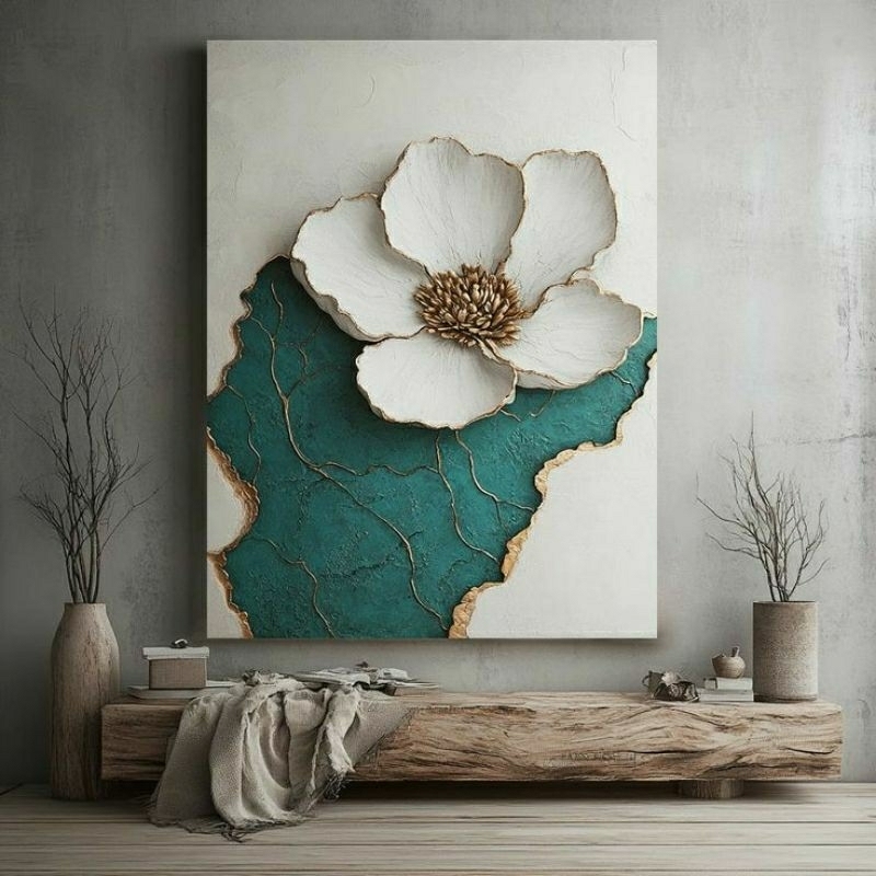 Jual lukisan tekstur tebal bunga melati aesthetic modern art | Shopee ...