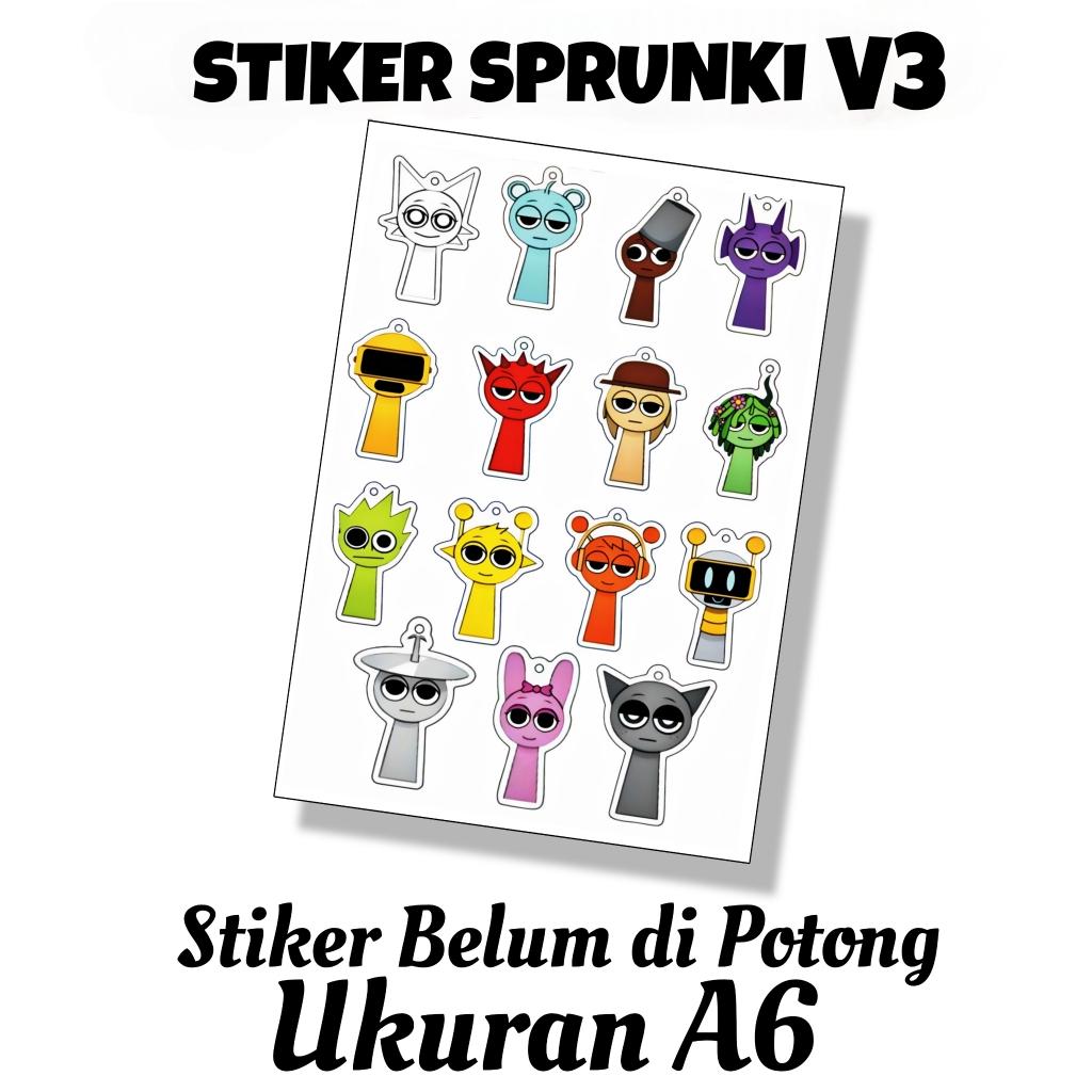 Jual STIKER SPRUNKI V3 / STIKER BELUM DIPOTONG BAHAN VINYL UKURAN A6 ...