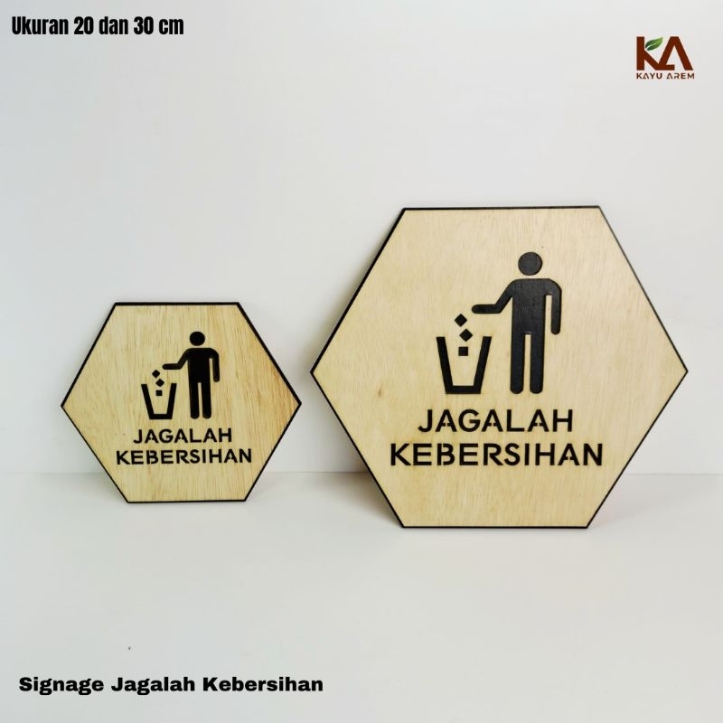 Jual Sign Kayu Tulisan JAGALAH KEBERSIHAN / Jangan Buang Sampah ...