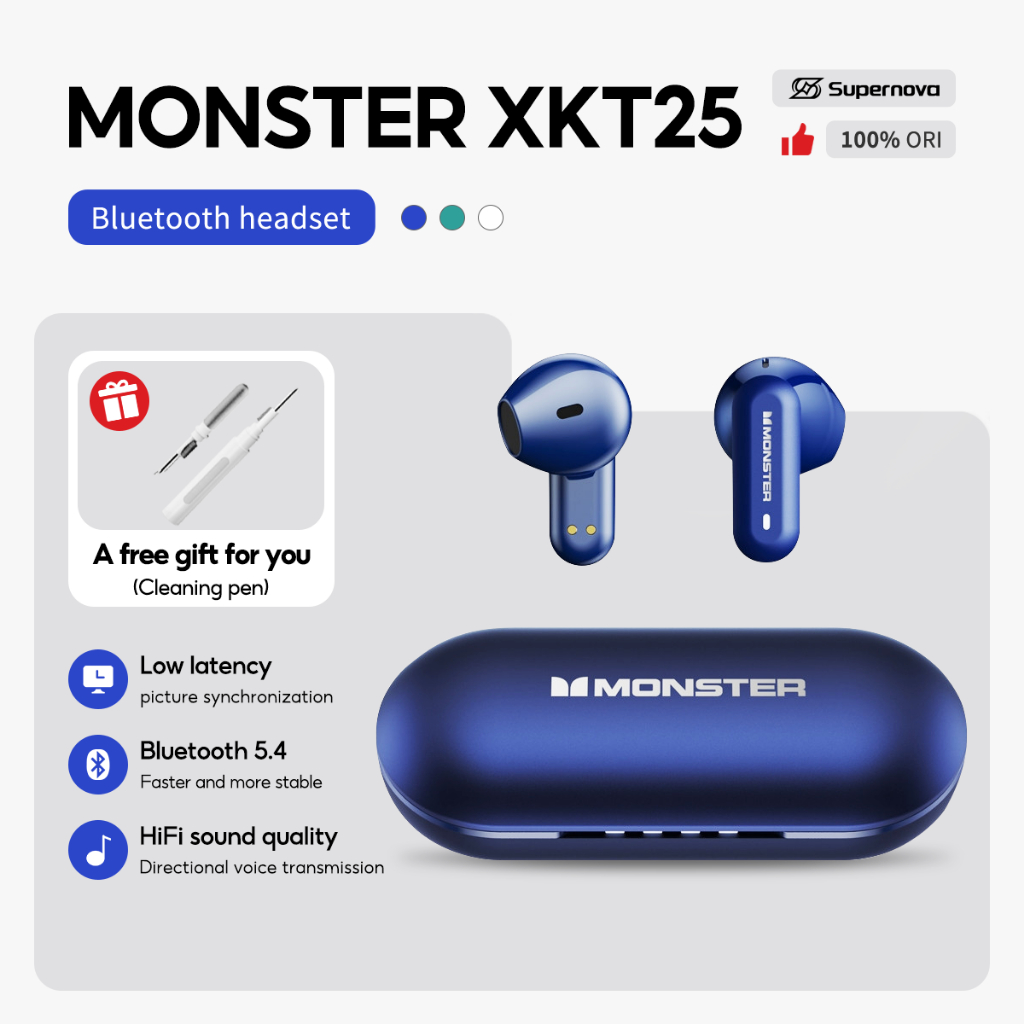 Jual Supernova x Monster XKT25 Wireless Bluetooth Earphone Earbuds ...