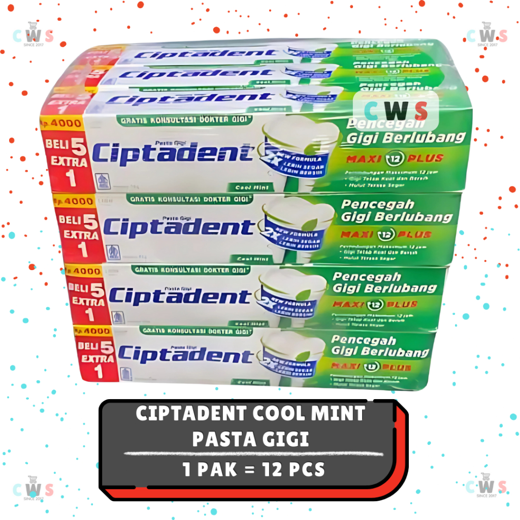 Jual CIPTADENT Cool Fresh Mint Pasta Gigi Pencegah Gigi Berlubang Maxi 12 Plus 75 gr - 1 Pak ...