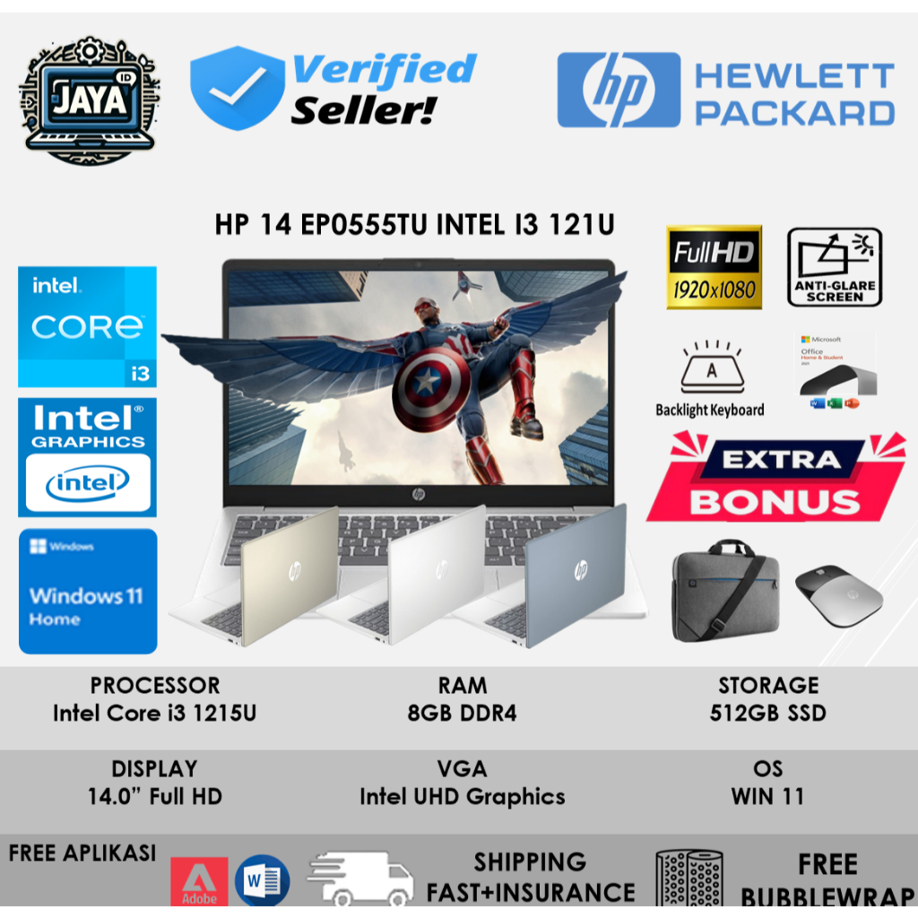 Jual Laptop Resmi HP 14 EP0555TU Intel I3 1215U Ram 16GB 512GB Ssd Full ...