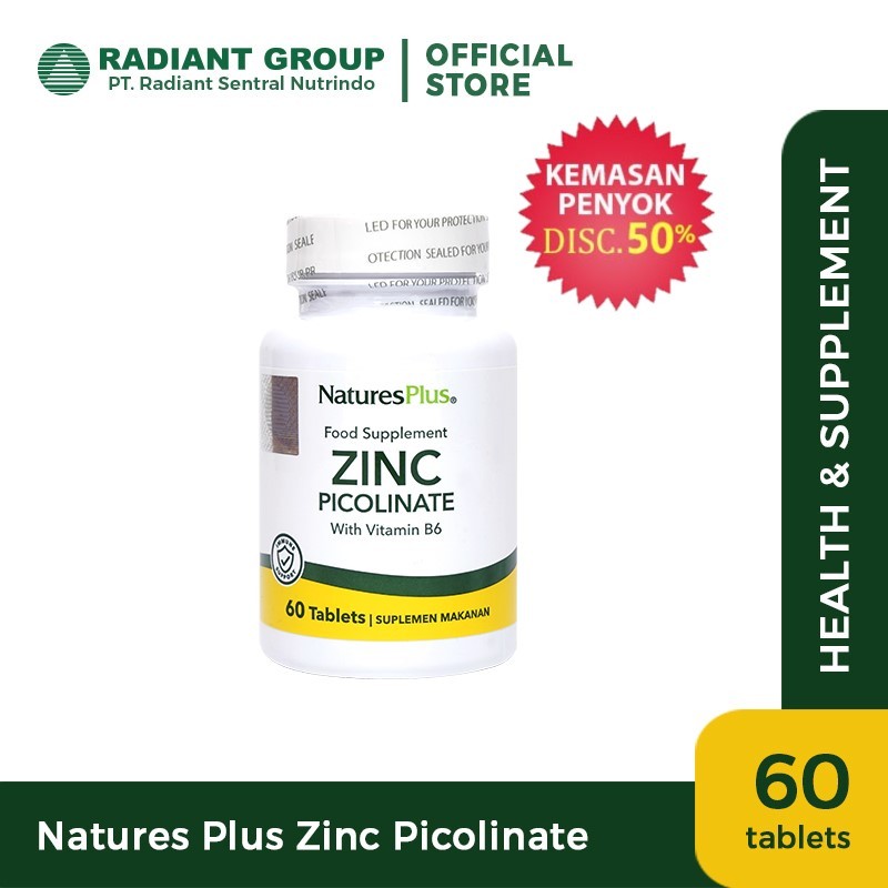 Jual Natures Plus Zinc Picolinate - 60 Tablets [Kemasan Penyok ...