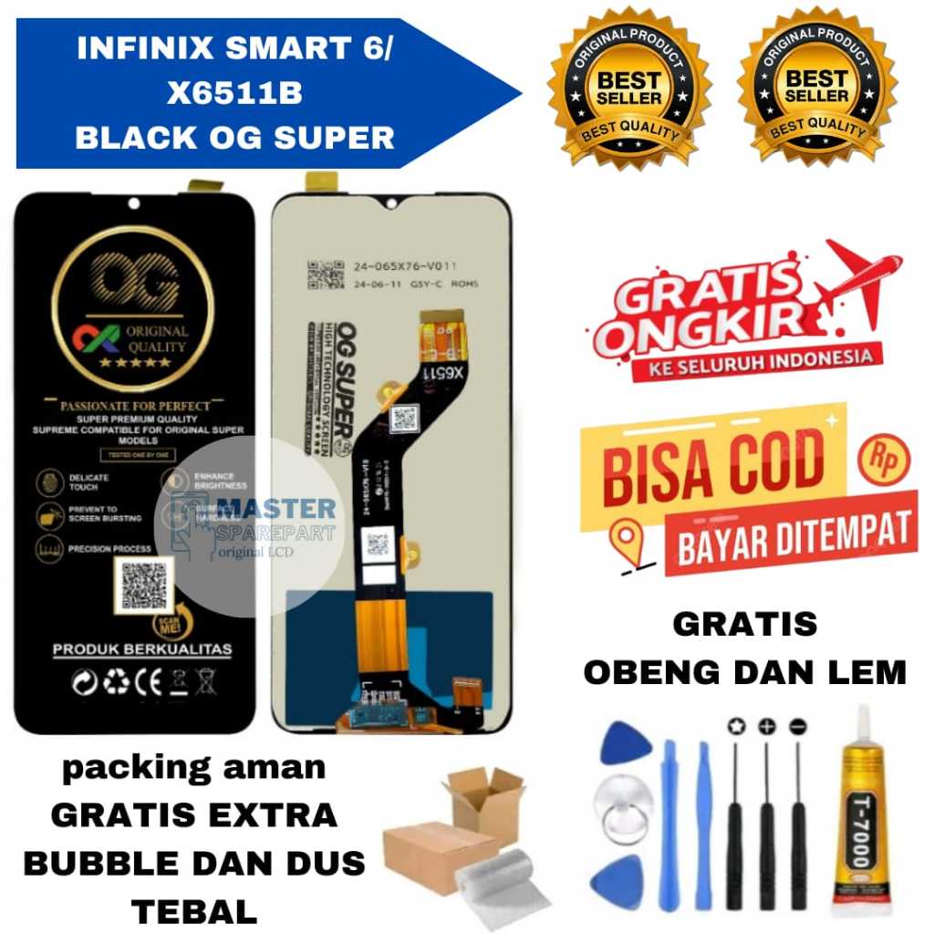 Jual Lcd Touchscreen INFINIX SMART 6/X6511B Original Gratis Obeng + Lem ...