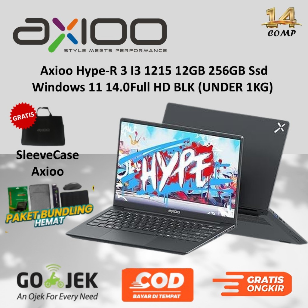 Jual Axioo Hype-R 3 I3 1215 12GB 256GB Ssd Windows 11 14.0Full HD BLK ...