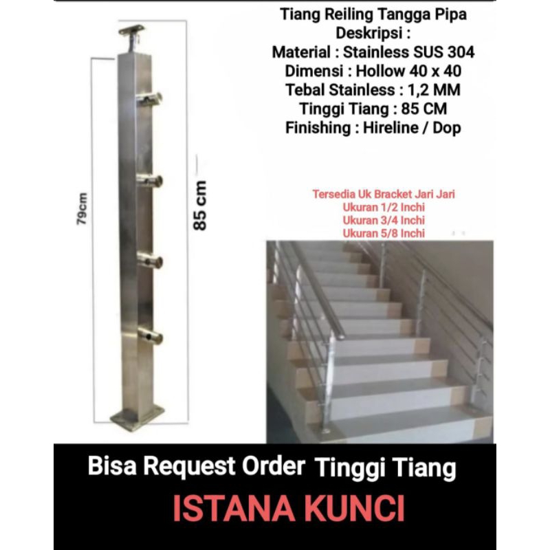 Jual Tiang Railing Tangga pipa Hollow Jari Jari / Tiang Reiling Hollow ...