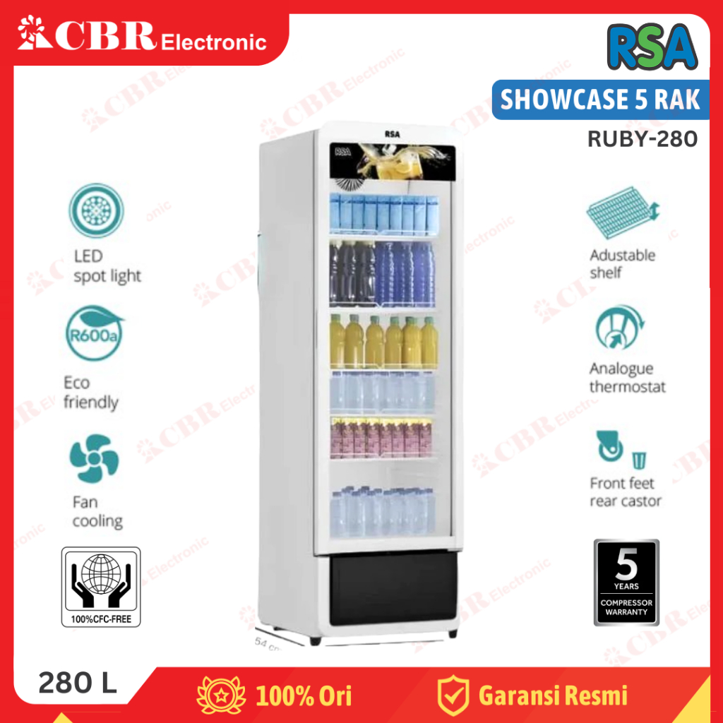Jual Showcase Display Cooler RSA 5 Rak RUBY-280 | Shopee Indonesia