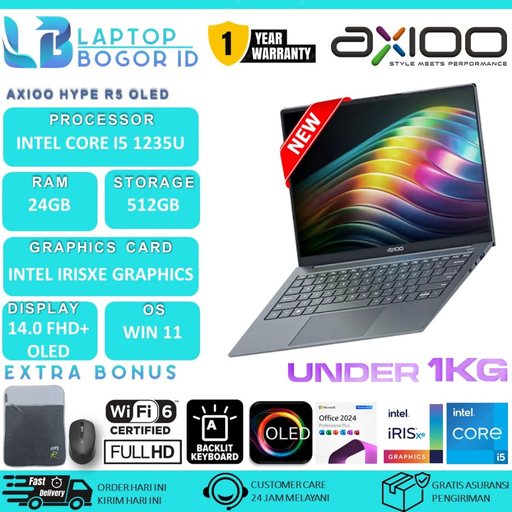 Jual Laptop AXIOO HYPE R5 OLED Intel I5 1235U Ram 24GB 2512GB SSD 14.0 ...