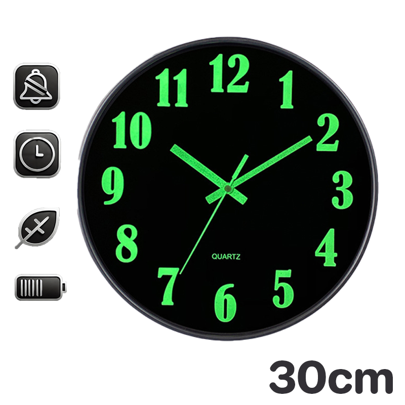 Jual Jam Dinding Bulat Diameter 30CM Quartz Creative Luminous Glow in ...