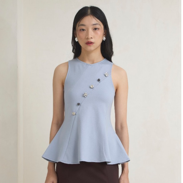 Jual Nine Studio - Laurie Top in Dusty Blue (SIZE CHART DI SLIDE FOTO ...