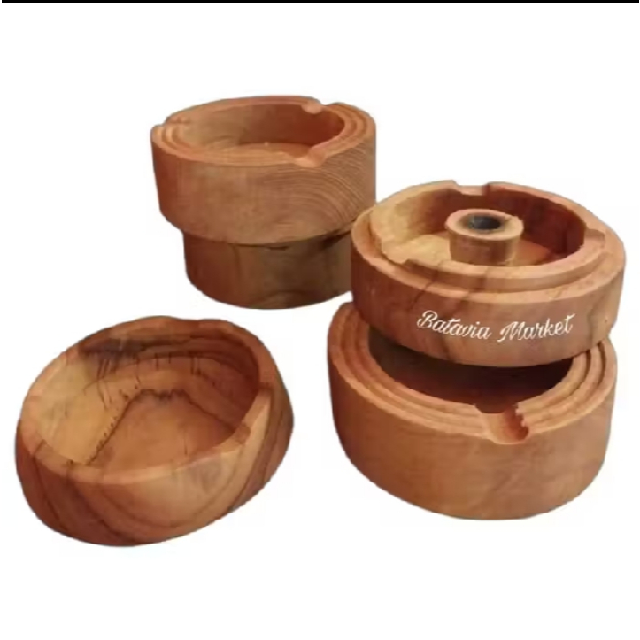 Jual Asbak Kayu Polos Natural Model Bulat-Asbak Sampah Latu Rokok Asbak ...