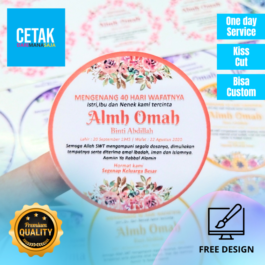 Jual Stiker Tahlil Haul Mengenang Wafatnya 40 100 1000 Hari Tahlilan ...