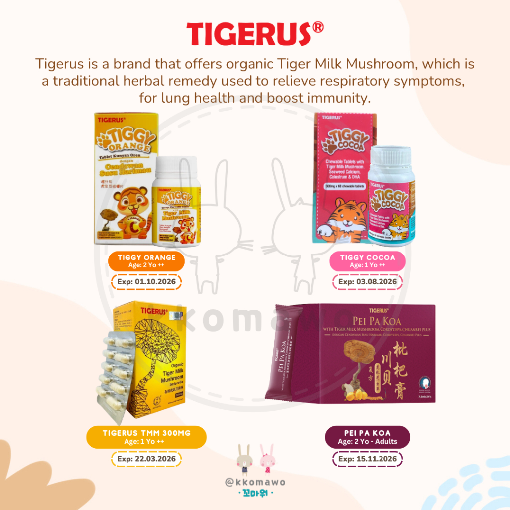 Jual Tigerus Tiggy Orange / Cocoa / Pei Pa Koa / Tiger Milk Mushroom ...