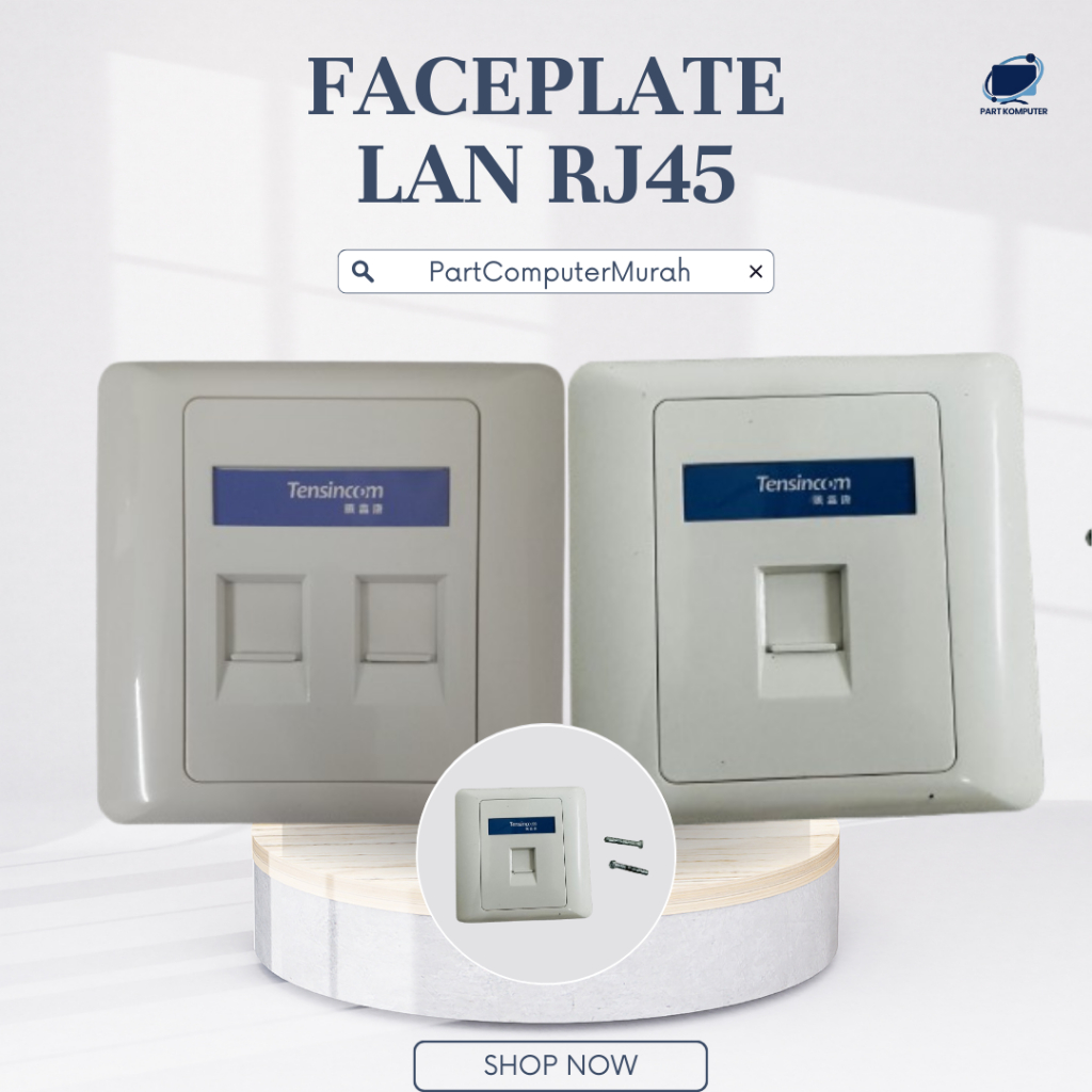 Jual TENSINCOM Wall Face Plate Lan RJ45 2 Port Modular + Outbow Box ...