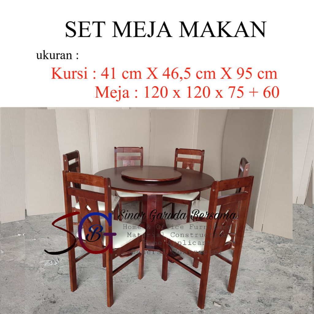 Jual MEJA MAKAN 6 KURSI DUDUKAN BUSA MEJA BULAT / MEJA MAKAN KAYU ...
