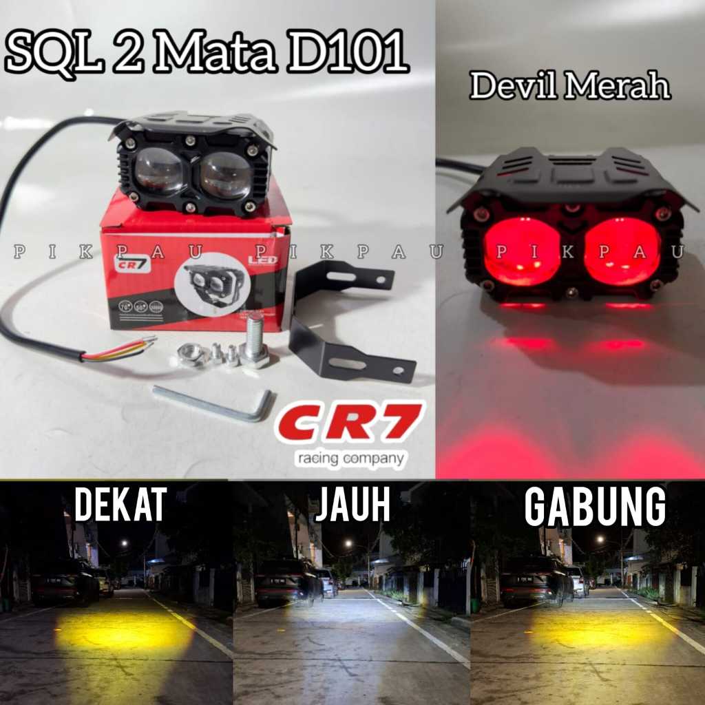 Jual CR7 Lampu Tembak Laser 2 Mata Original D101 Premium Devil Eye Full ...