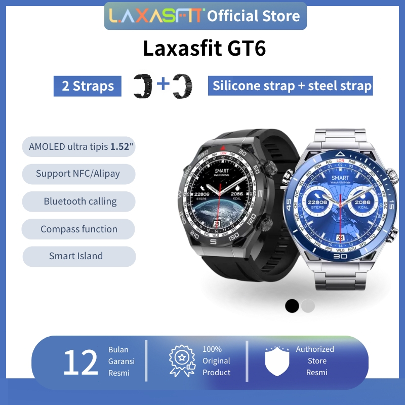 Jual Laxasfit Watch GT6 Smartwatch Pria Wanita 1.52" AMOLED | Bluetooth ...
