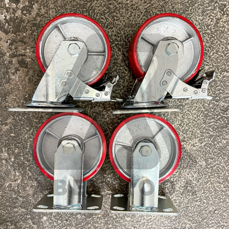 Jual 1 Set Roda PU Merah Heavy Duty 5 Inch //2 Rem 2 Mati | Shopee ...