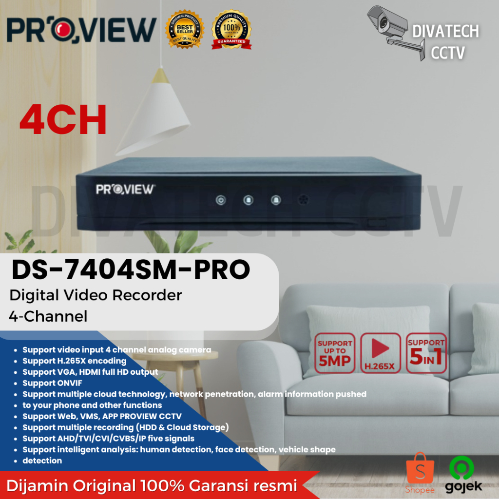 Jual DVR PROVIEW DS-7404SM-PRO Digital Video Recorder 4-Channel | Shopee Indonesia