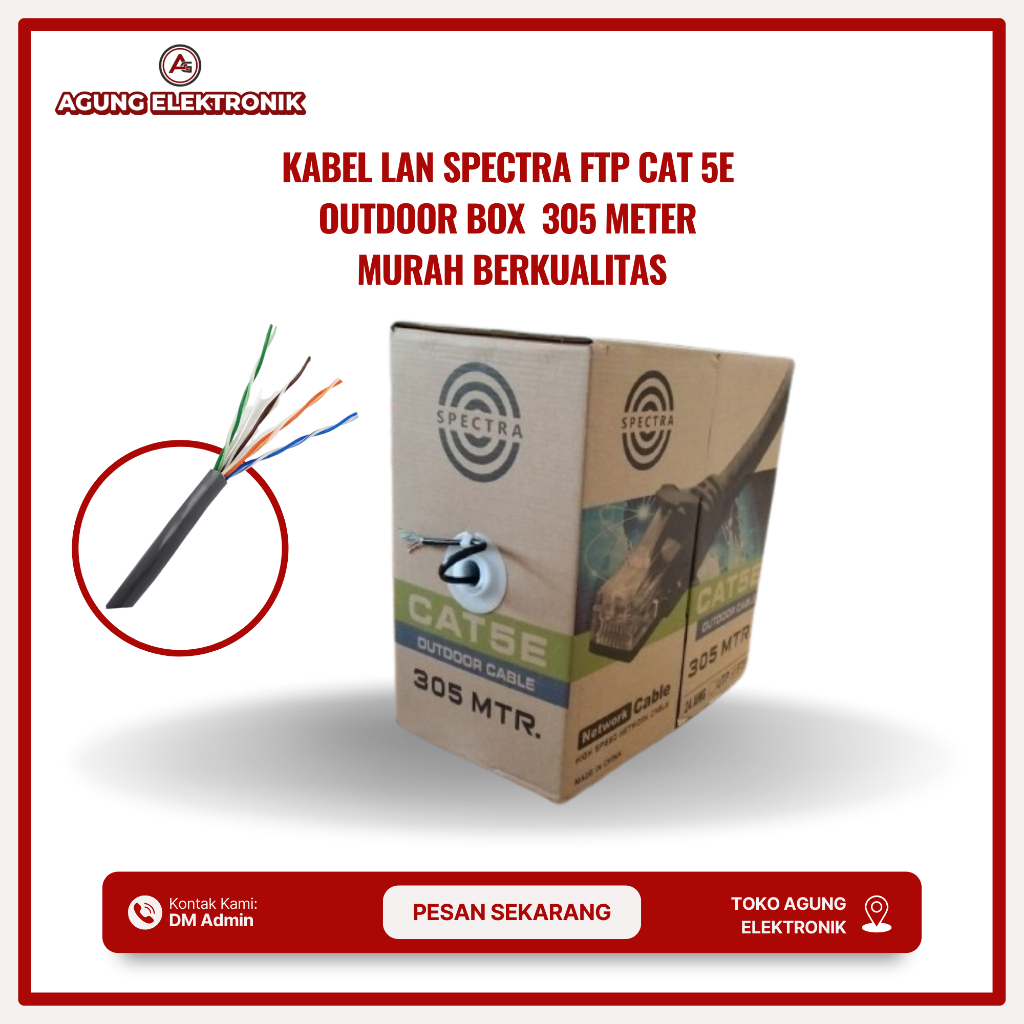 Jual KABEL LAN SPECTRA FTP CAT 5E OUTDOOR | 1BOX = 305METER | MURAH ...