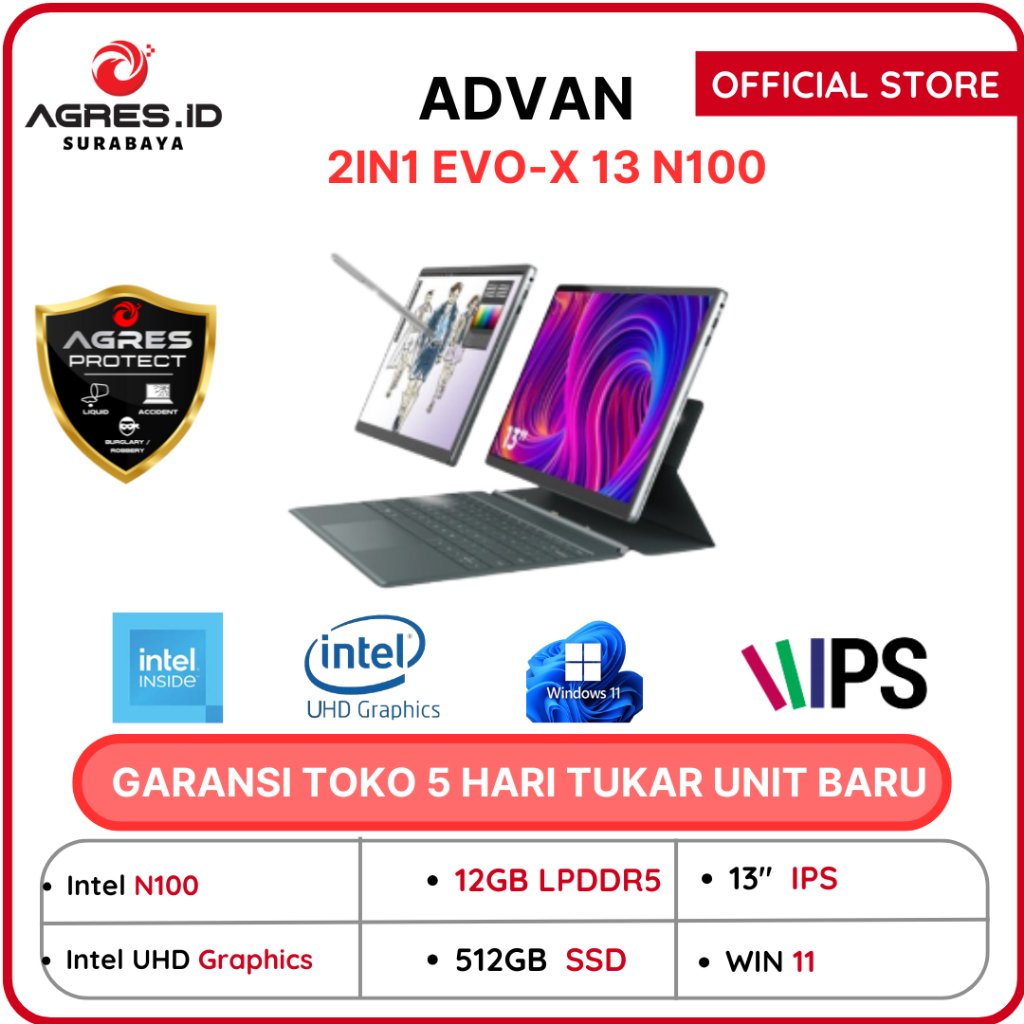 Jual ADVAN 2IN1 EVO-X 13 N150 12GB 512GB Windows11 13.0 2K IPS GREY ...