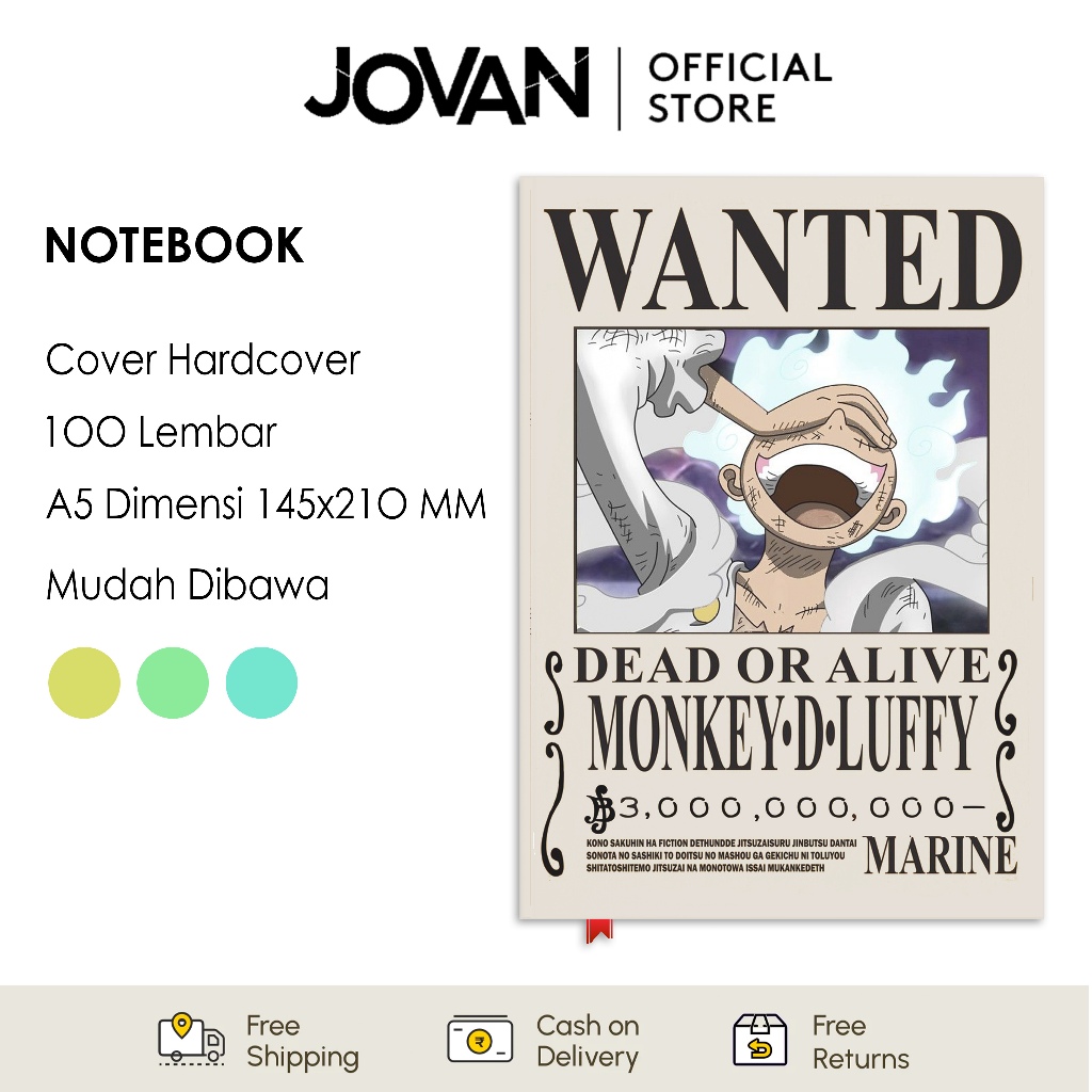 Jual Notebook Hardcover Custom Luffy Yonkou Wanted Poster One Piece ...
