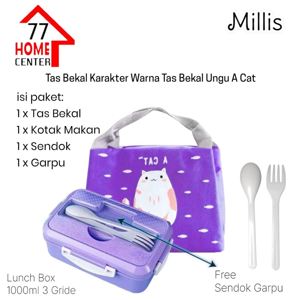 Jual perviz Lunch Box Set 4 Grid Anti Tumpah Kotak Bekal Makan Free ...