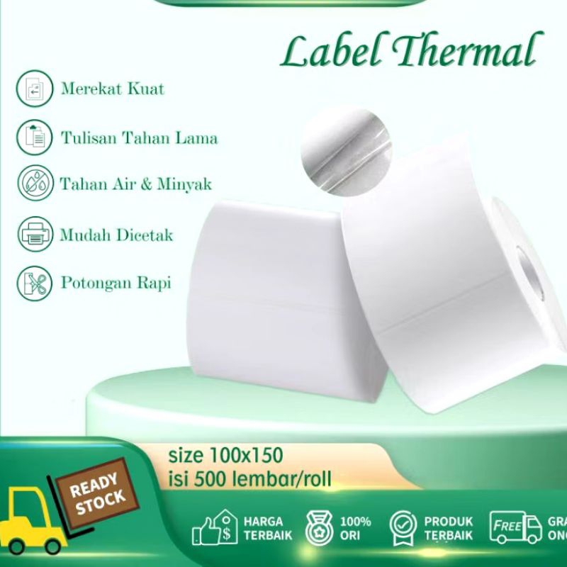 Jual SKYPACK Kertas Label Thermal Roll Ukuran 100x150mm Direct Thermal 500pcs Barcode Stiker ...