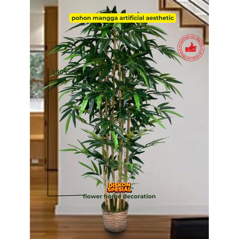 Jual Pohon Bambu Artificial Tinggi - Daun Bambu satu set dengan batang ...