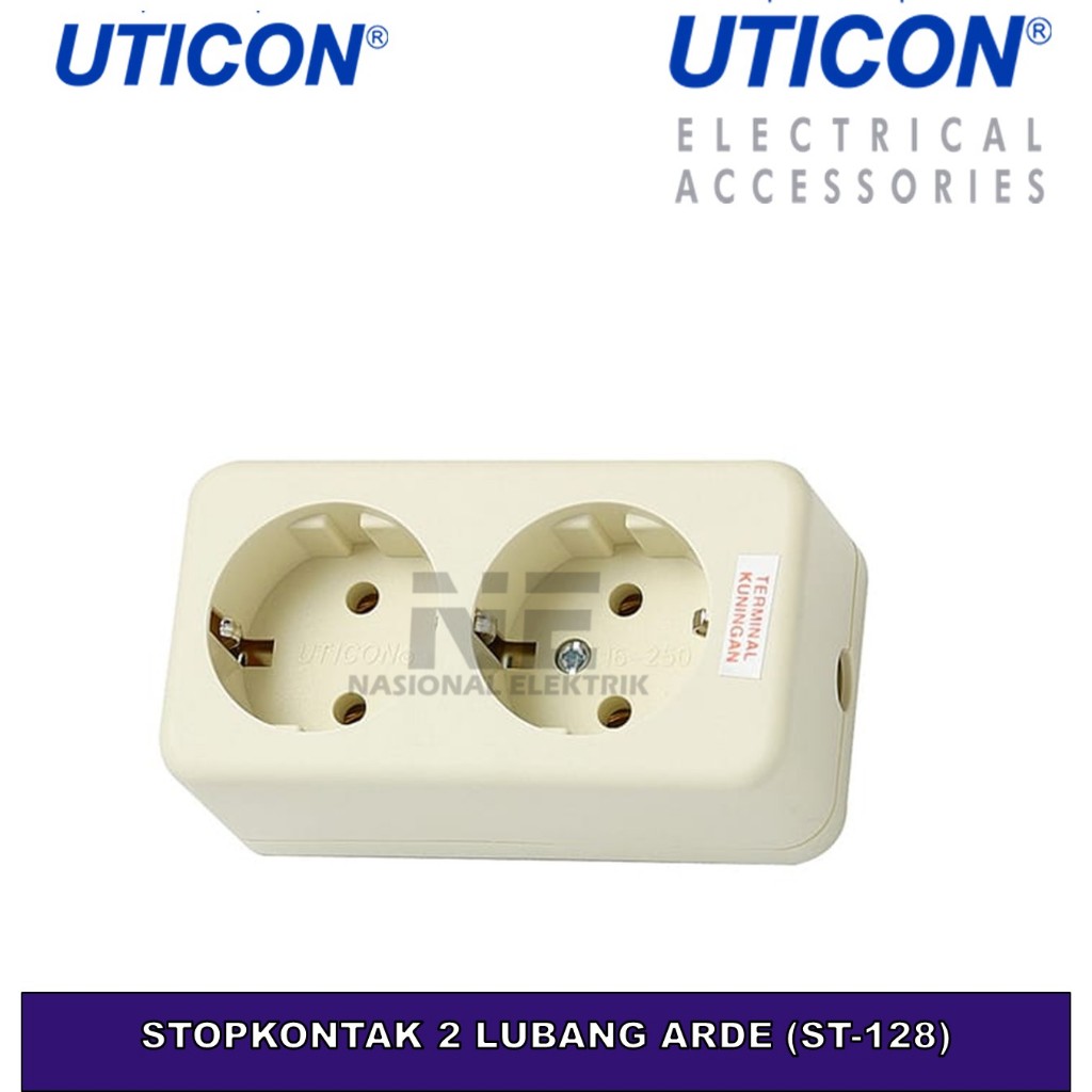 Jual Uticon | Stopkontak 2 Lubang / Stopkontak Arde OB 2 Lubang (ST-128 ...